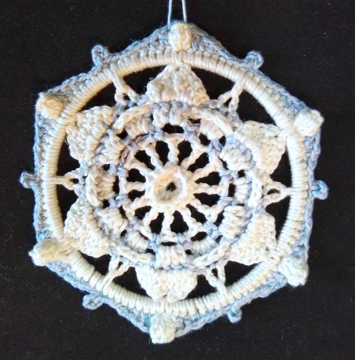 Snowflake Mandala Small White and Blue