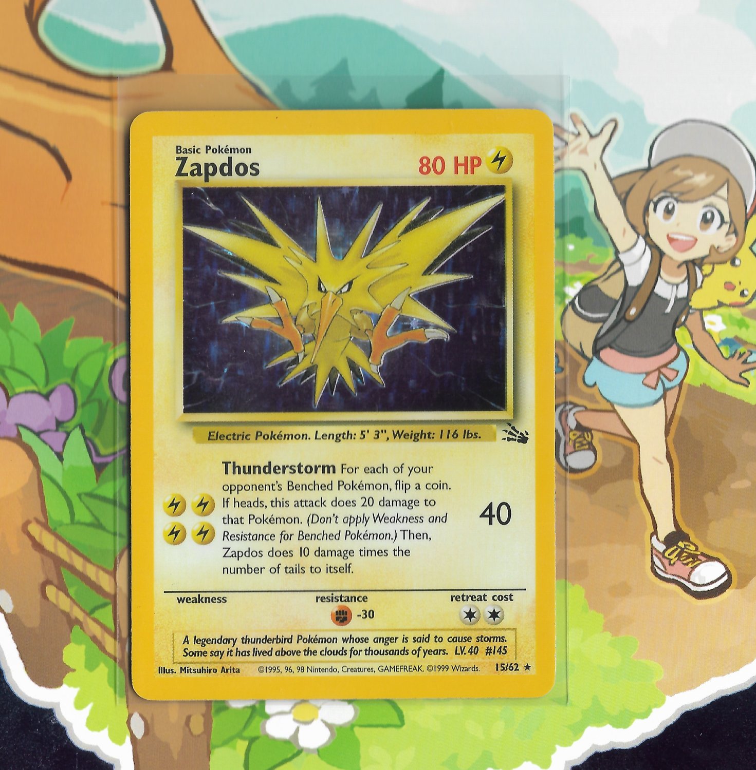 Zapdos [VF-] Fossil #15 Rare Holo **Build-Your-Own Booster Pack!**