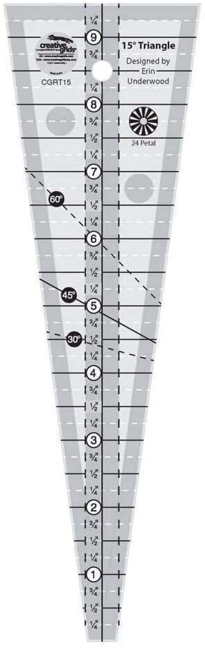 CREATIVE GRIDS 15 DEGREE TRIANGLE QUILT RULER
