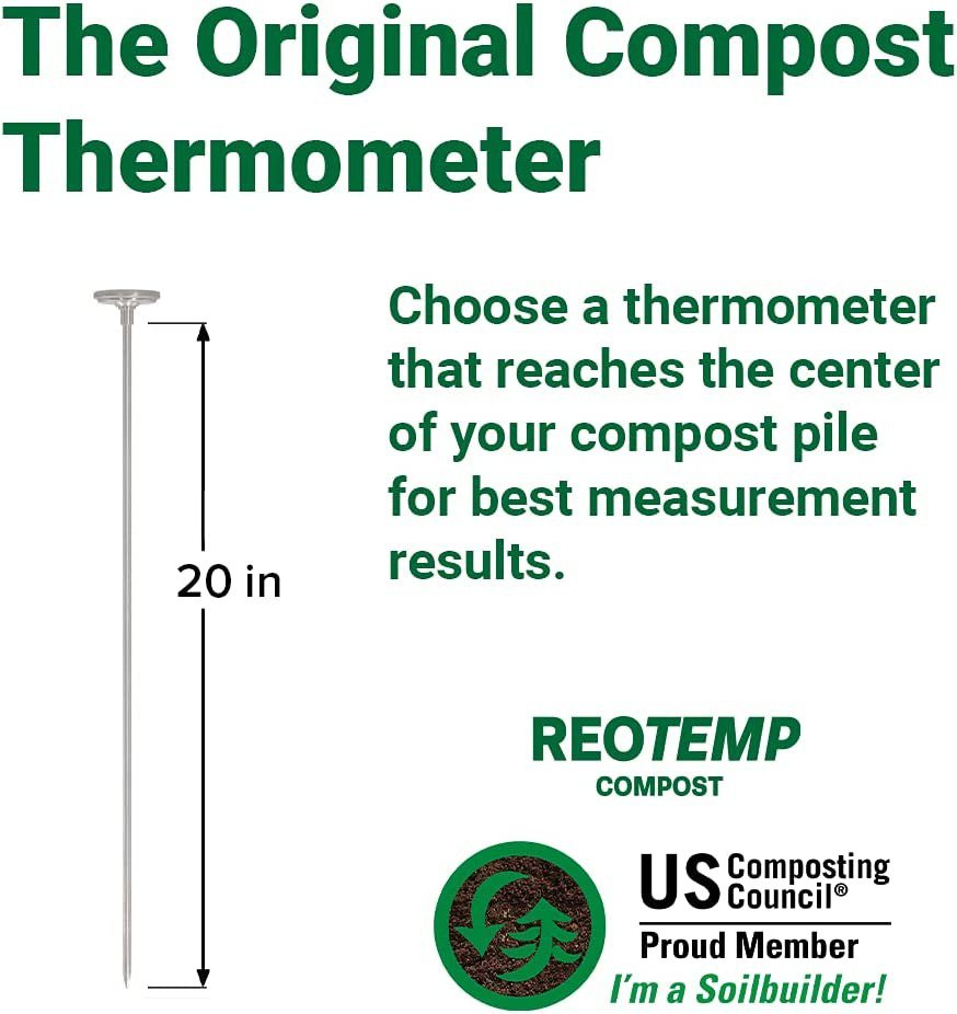 Reotemp 20 Inch Fahrenheit Backyard Compost Thermometer with Digital ...