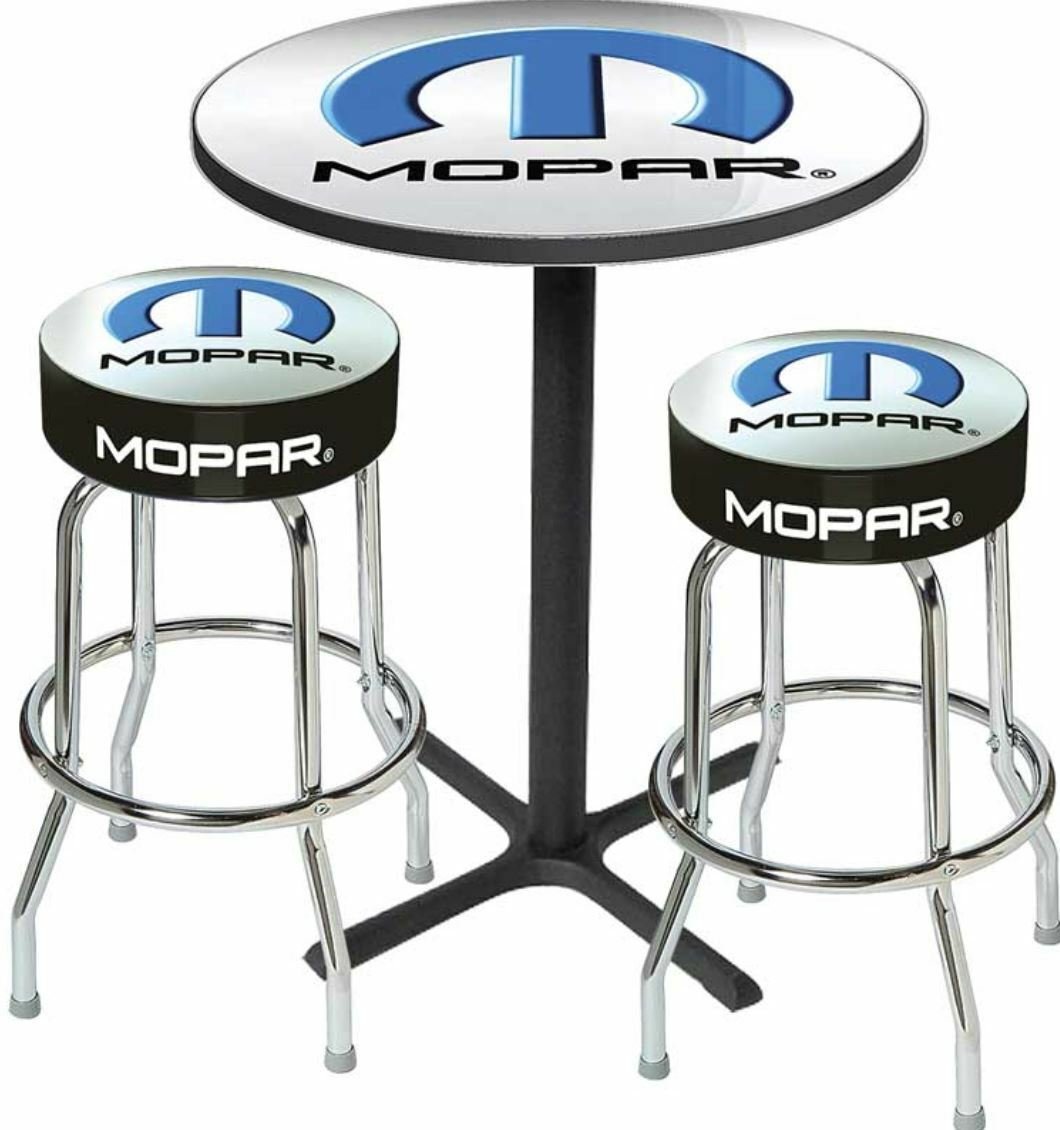 OER MD67508 Mopar Logo Pub Table & Stool Set Black Based Table w ...