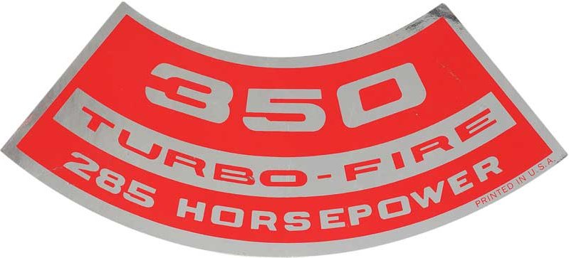 OER Air Cleaner Decal Turbo-Fire 350/285 HP Camaro Nova Chevelle Impala ...