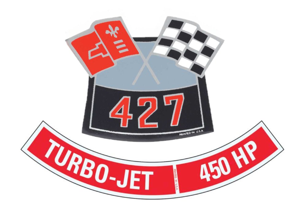 OER 427 With 450 HP Air Cleaner Decal Set Camaro Nova Chevelle Impala ...