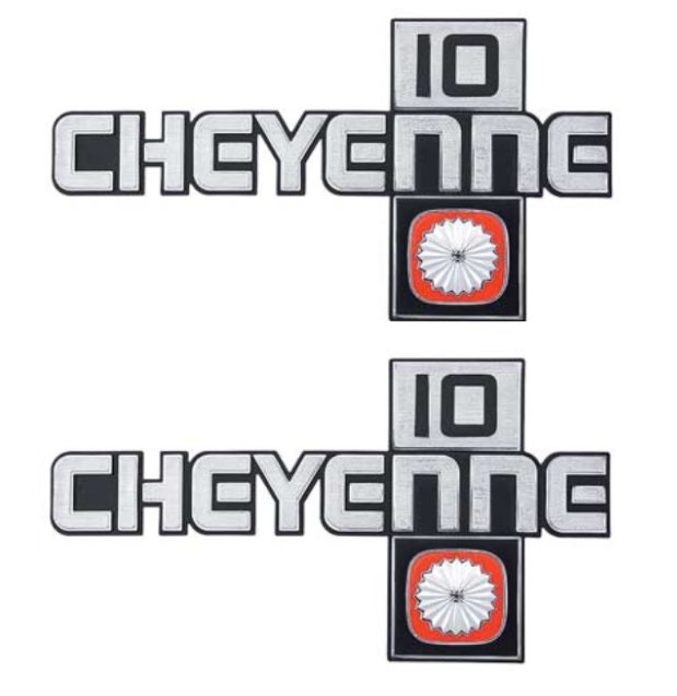 OER Front Fender "Cheyenne 10" Emblem Set For 1981-1987 Chevy Pickup Trucks