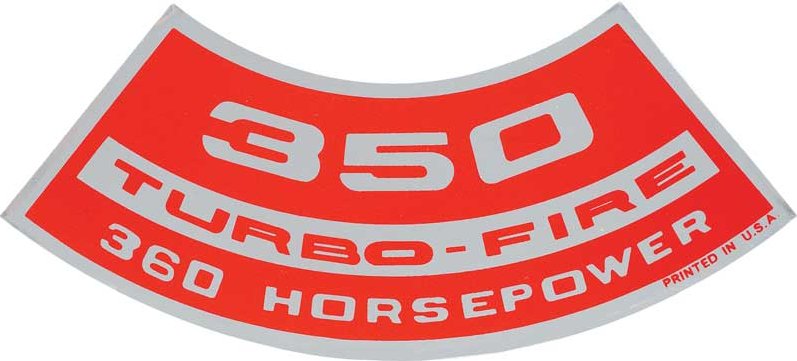 OER Air Cleaner Decal Turbo-Fire 350/360 HP Camaro Nova Chevelle Impala ...
