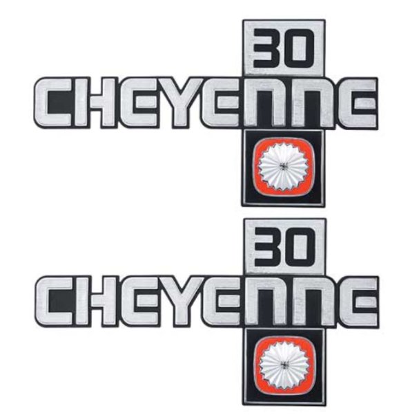 OER "Cheyenne 30" Front Fender Emblem Set 1981-1988 Chevy Pickup Trucks