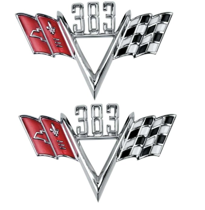 OER Custom 383 Crossed Flag Front Fender Emblem Set For Chevy Car and ...