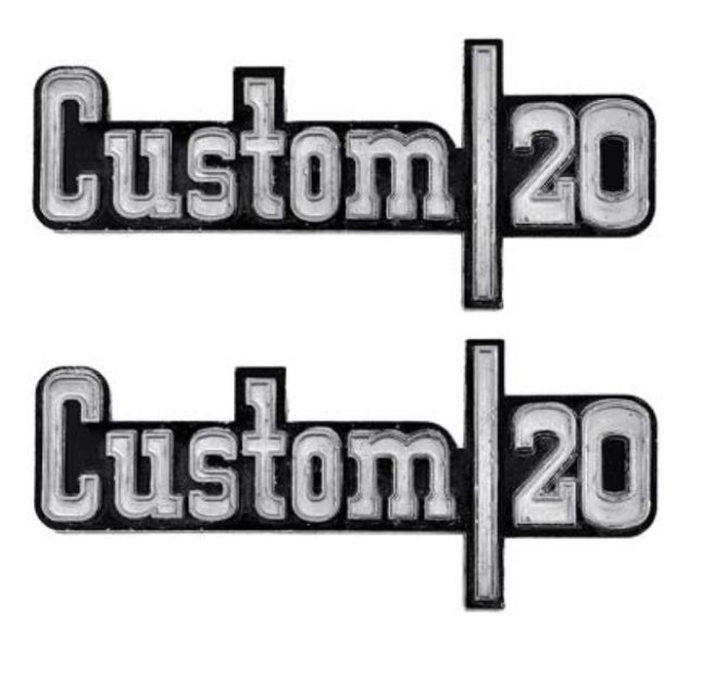 OER Front Fender "Custom 20" Emblem Set For 1973-1976 Chevy Pickup Trucks