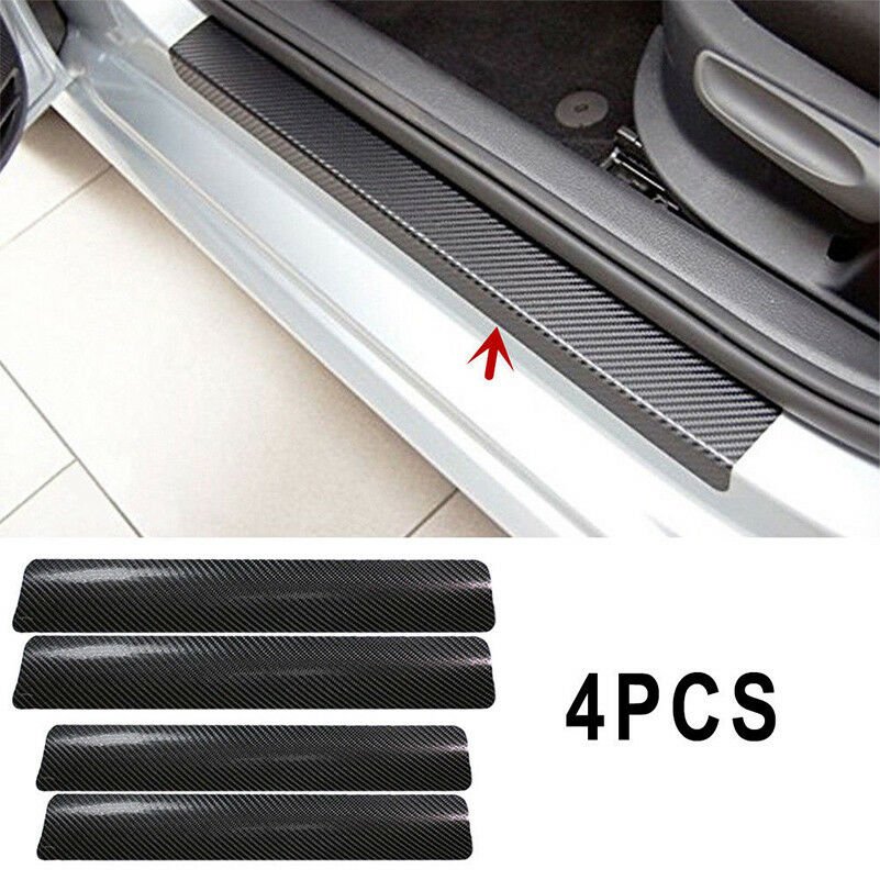 4XAccessories Carbon Fiber Car Door Plate Sill Scuff Cover Anti Scratch ...