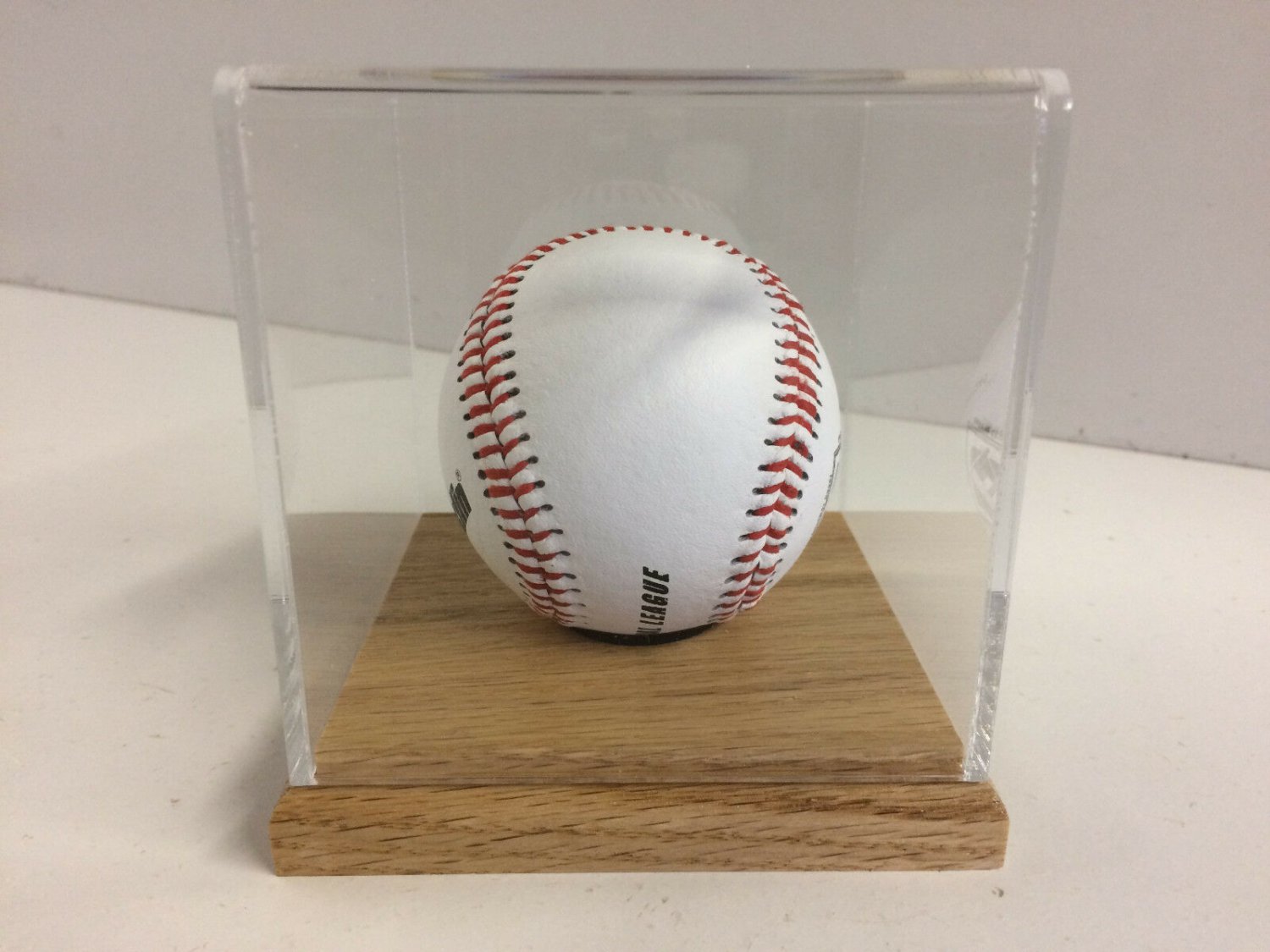 Single Acrylic Baseball display case with hardwood oak base