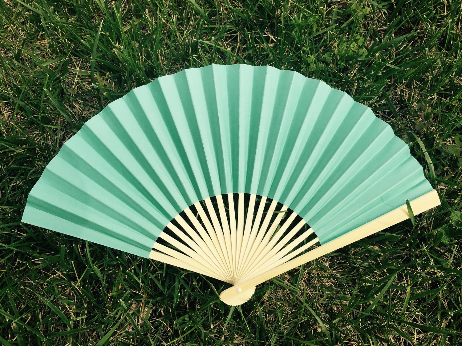 Mint Green Paper Fan for Wedding Ceremony, Wedding Favor, Hand Fan