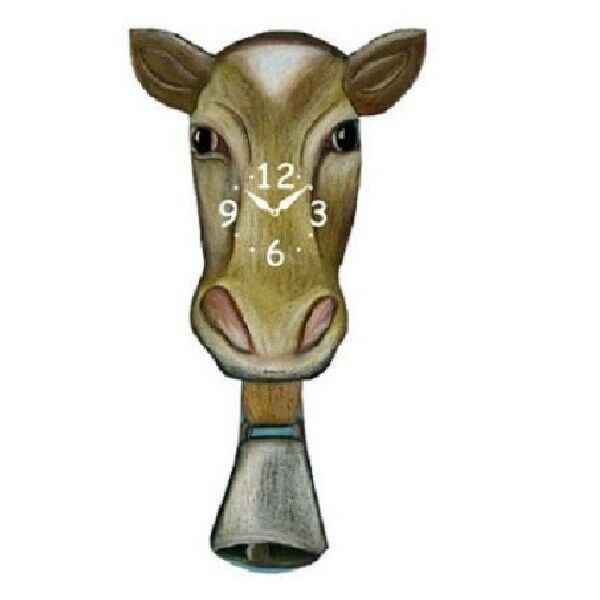 Brown Cow Pendulum Wall Clock