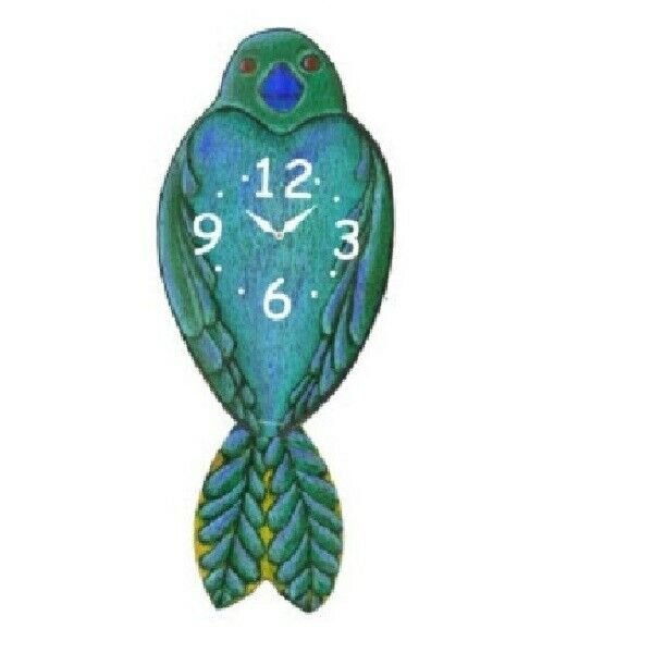 Teal Bird Pendulum Wall Clock