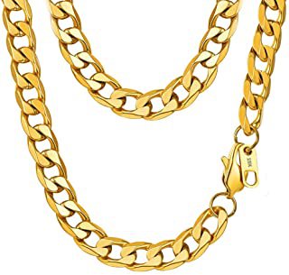 MING KUO 18K Faux Gold Chain Hip Hop Necklace, 90s Punk Style Necklace ...