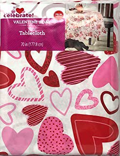 Celebrate! Valentines Day Vinyl Tablecloth Toss Heart 70 Round