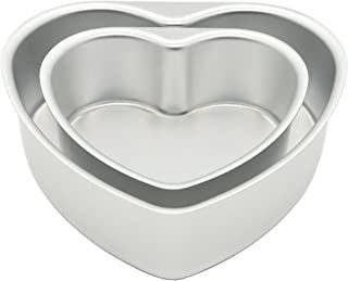 LepoHome 2 pcs Aluminum Heart Shaped Cake Pan Set DIY Baking Mold Tool ...