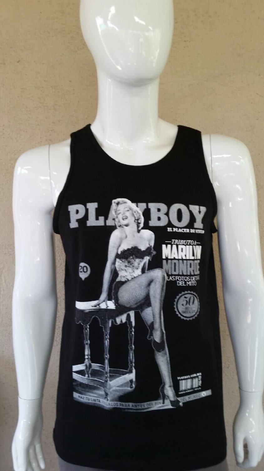 Marilyn Monroe Playboy BLACK TANK TOP hip hop nwa raiders 2pac boy run dmc