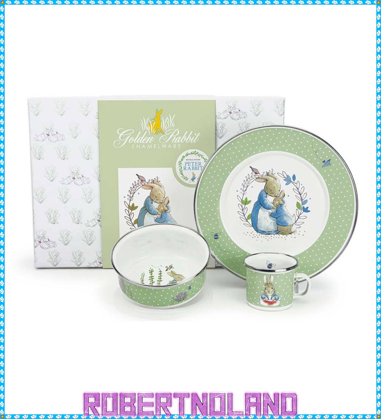 Enamelware Dish Set - Polka Dot Peter Rabbit
