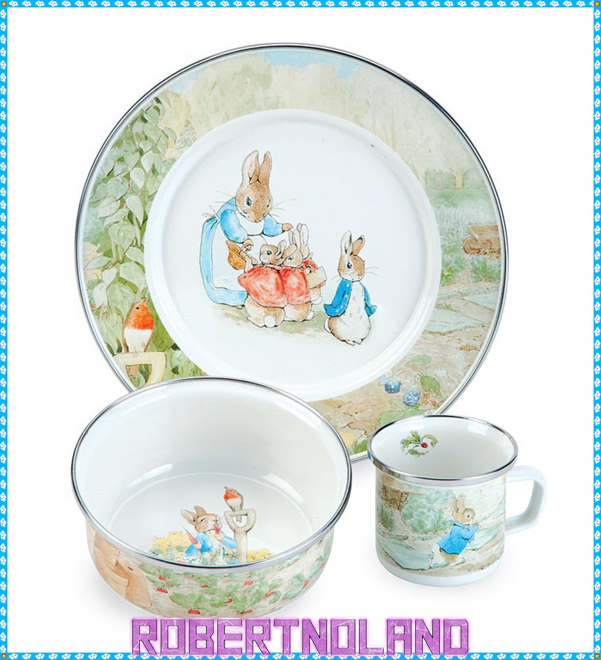 3-Piece Beatrix Potter Enamelware Dish Set - Peter Rabbit