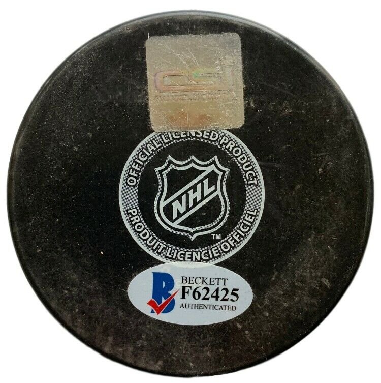 Bob Probert Signed Chicago Blackhawks Logo Puck BAS F62425