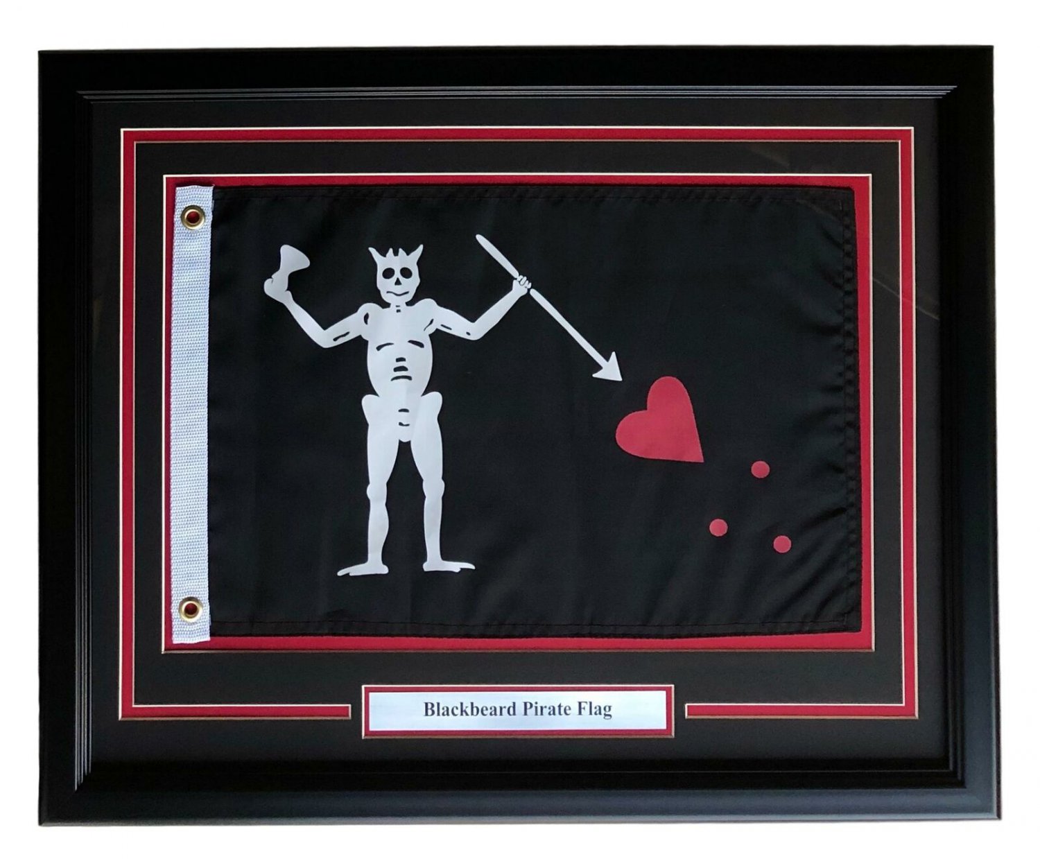 Edward Teach Blackbeard Skeleton Framed 20x24 Pirate Flag