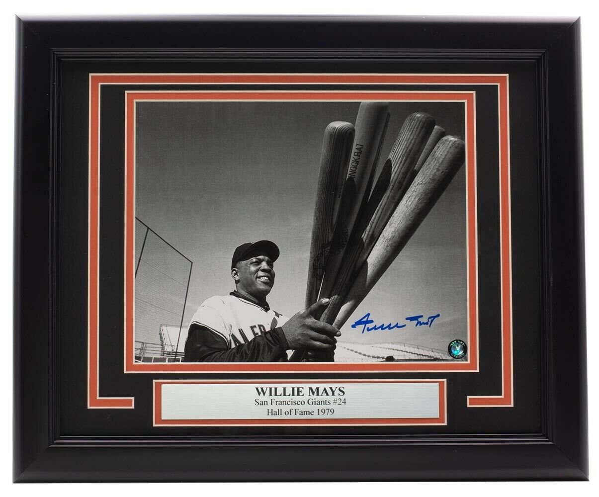 Willie Mays Signed Framed San Francisco Giants 8x10 Bats Photo Mays Holo