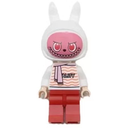 Building Block Labubu White Red Cartoon Minifigure