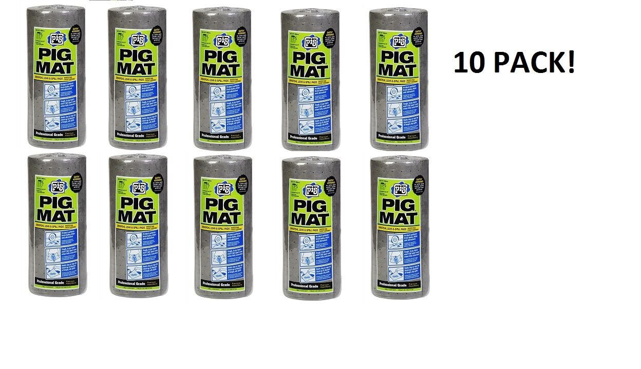 Pig Mat 15" X 50' Universal Spill Oil Absorbent Shop Mat - Roll of 60 ...