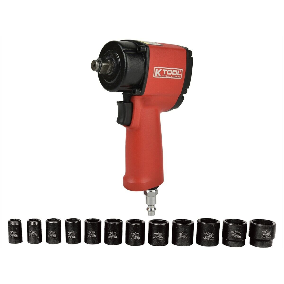 K Tool 1/2" Stubby Impact Gun Wrench Kit 380 ft/lbs with Free Sae ...