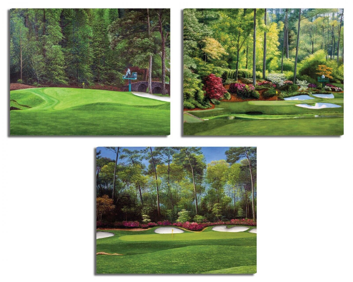 Augusta National Golf Holes 11 12 13 Masters 3 Canvas Frames Amen ...