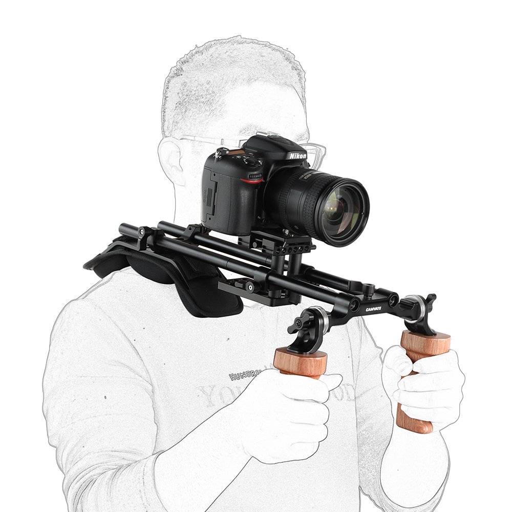 Shoulder Support Rig With Manfrotto Quick Release Plate & Wooden Hand ...