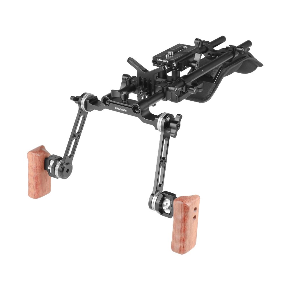 Shoulder Mount Rig With Manfrotto QR Baseplate & Rosette Wooden Grip ...