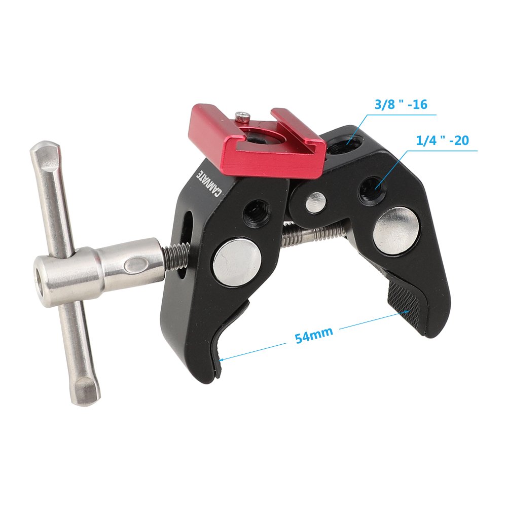 KAYULIN Super Crab Clamp With 1/4" & 3/8" Thread Holes & Red Shoe Mount ...