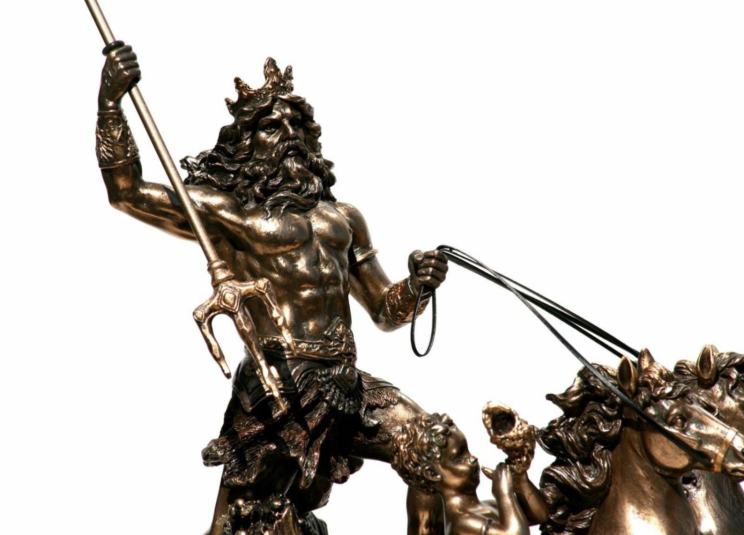 Greek Methodology Chariot of Poseidon God Of The Sea On Sea Horse Sculpture