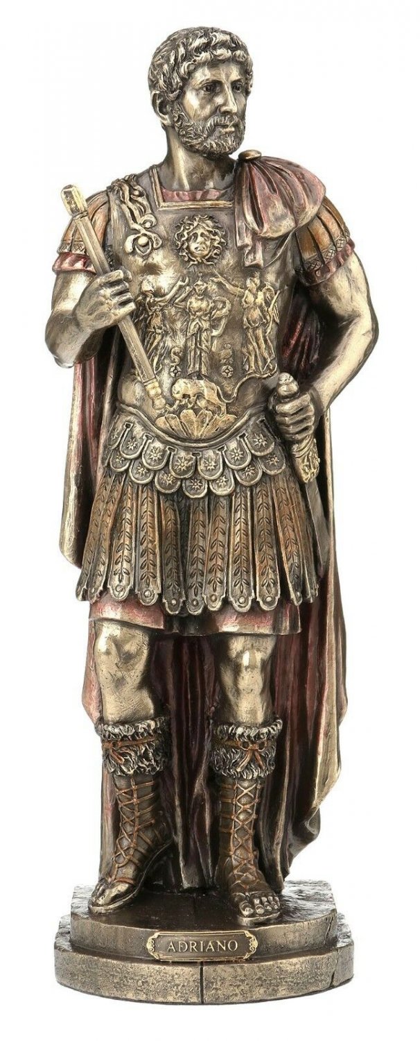 Roman Emperor Adriano Hadrian 10" Cold Cast Bronze Statue