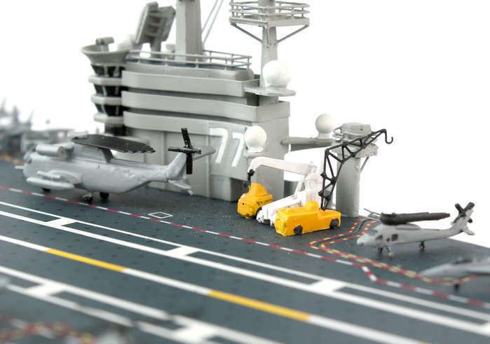 US Navy USS Intrepid Aircraft Carrier Wood Desktop Model Ship Assembled