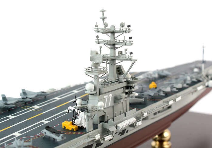 US Navy USS Intrepid Aircraft Carrier Wood Desktop Model Ship Assembled