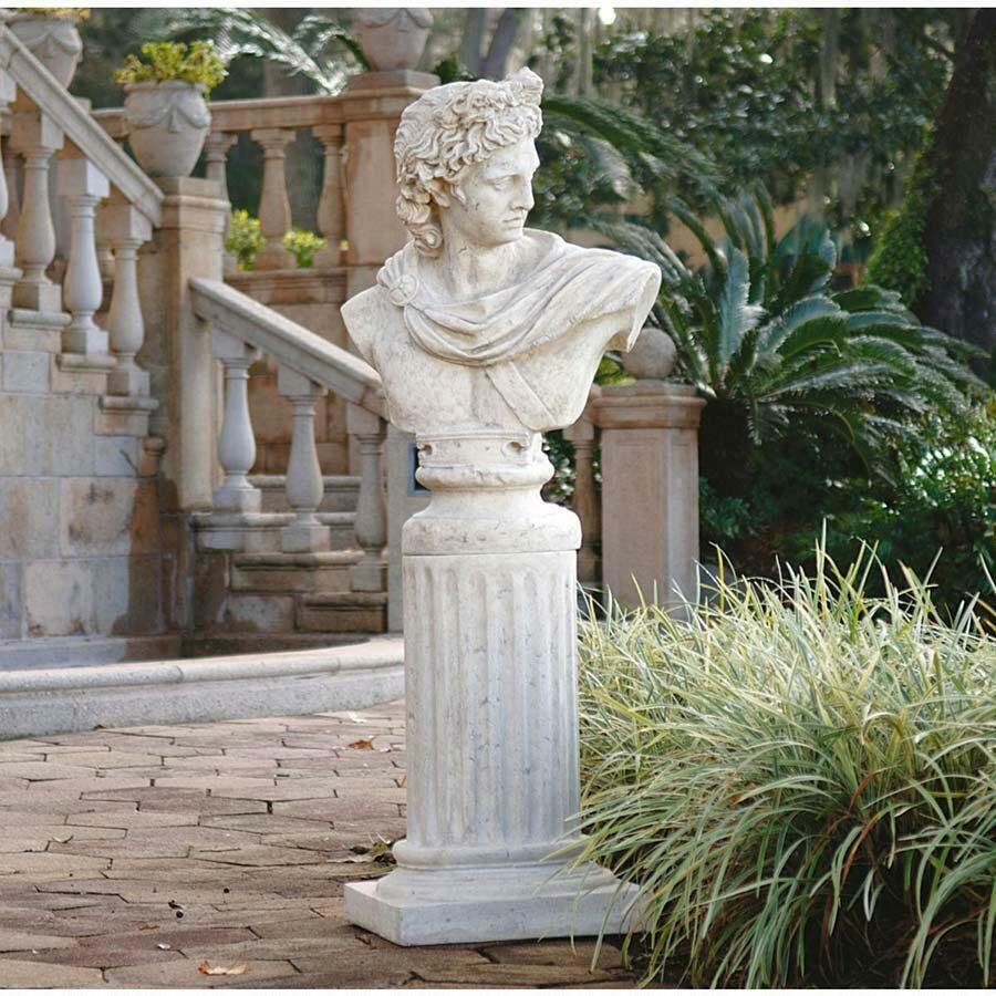 Ancient Greek God Apollo Belvedere Statue Bust on Roman Column By ...