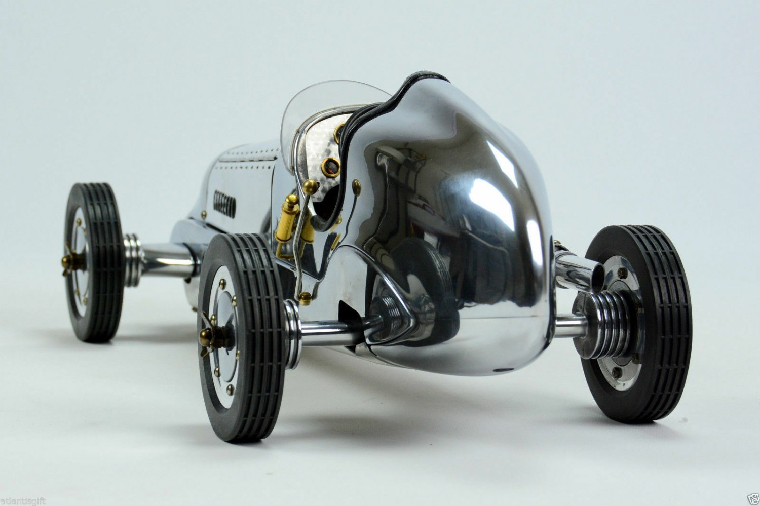 Antique 1930 Legendary Silver BB Korn Tether 21.8" Aluminum Model Race Car