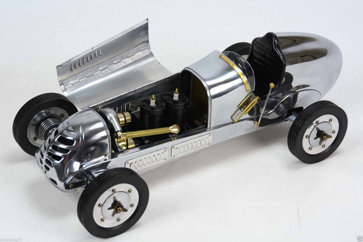 Antique 1930 Legendary Silver BB Korn Tether 21.8" Aluminum Model Race Car