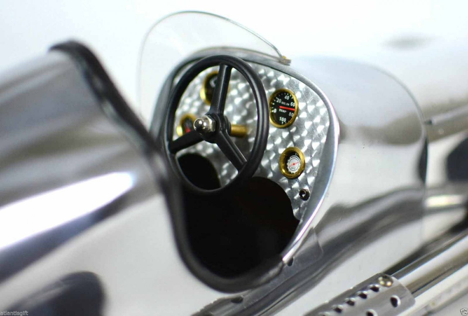 Antique 1930 Legendary Silver BB Korn Tether 21.8" Aluminum Model Race Car