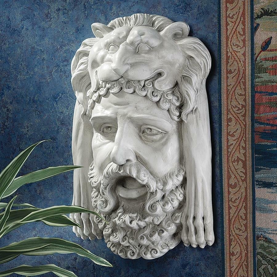 Ancient Greek Hero Hercules Wearing Nemean Lion Headdress 18" Wall ...