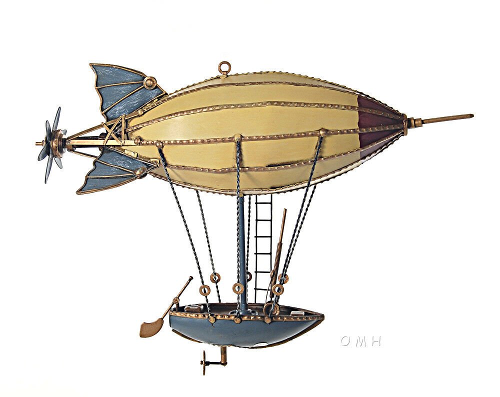 Steampunk Airship Blimp With Hanging Rowboat 14" Metal Model Assembled