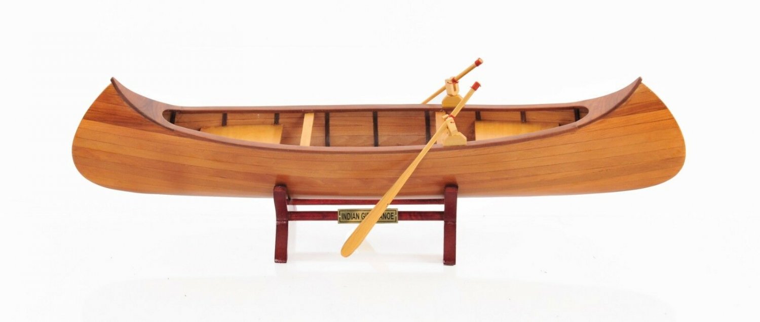 Indian Girl Canoe 24" Wood Model Boat By J. H. Rushton Assembled