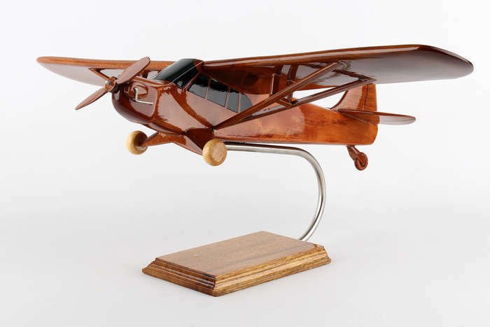 Airplane 1937 Historic Piper J-3 Cub Natural Mahogany 12.5" Model Aircraft