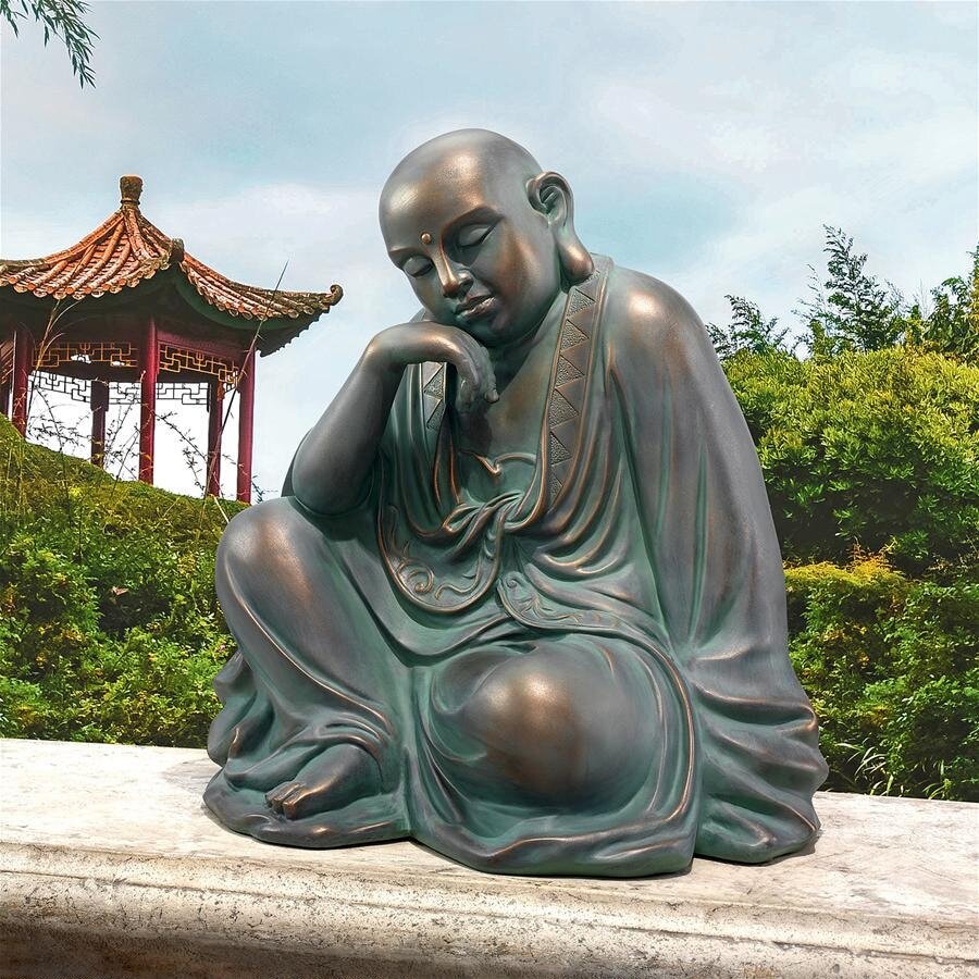 Asian Kaiyuan Temple Pondering Buddha Statue 22" Garden Statues