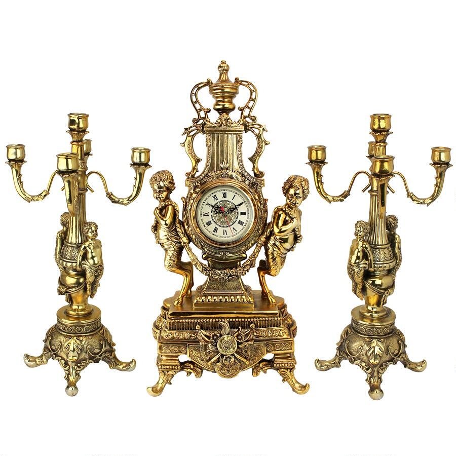 Golden Rococo Chateau Beaumont Grand Clock with Candelabra Candle ...