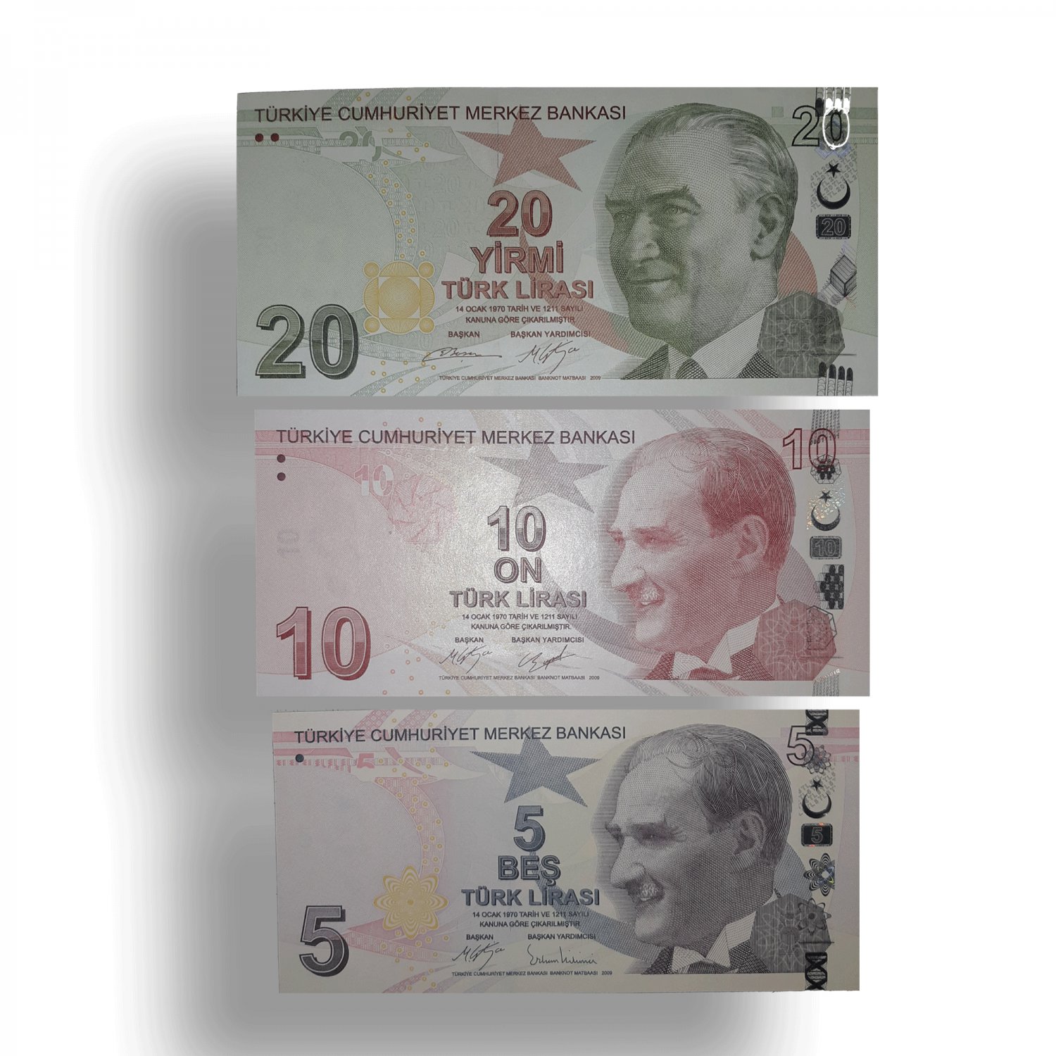 Turkey Current set of 3 UNC banknotes 5,10,20 Lira|Numismatics Store