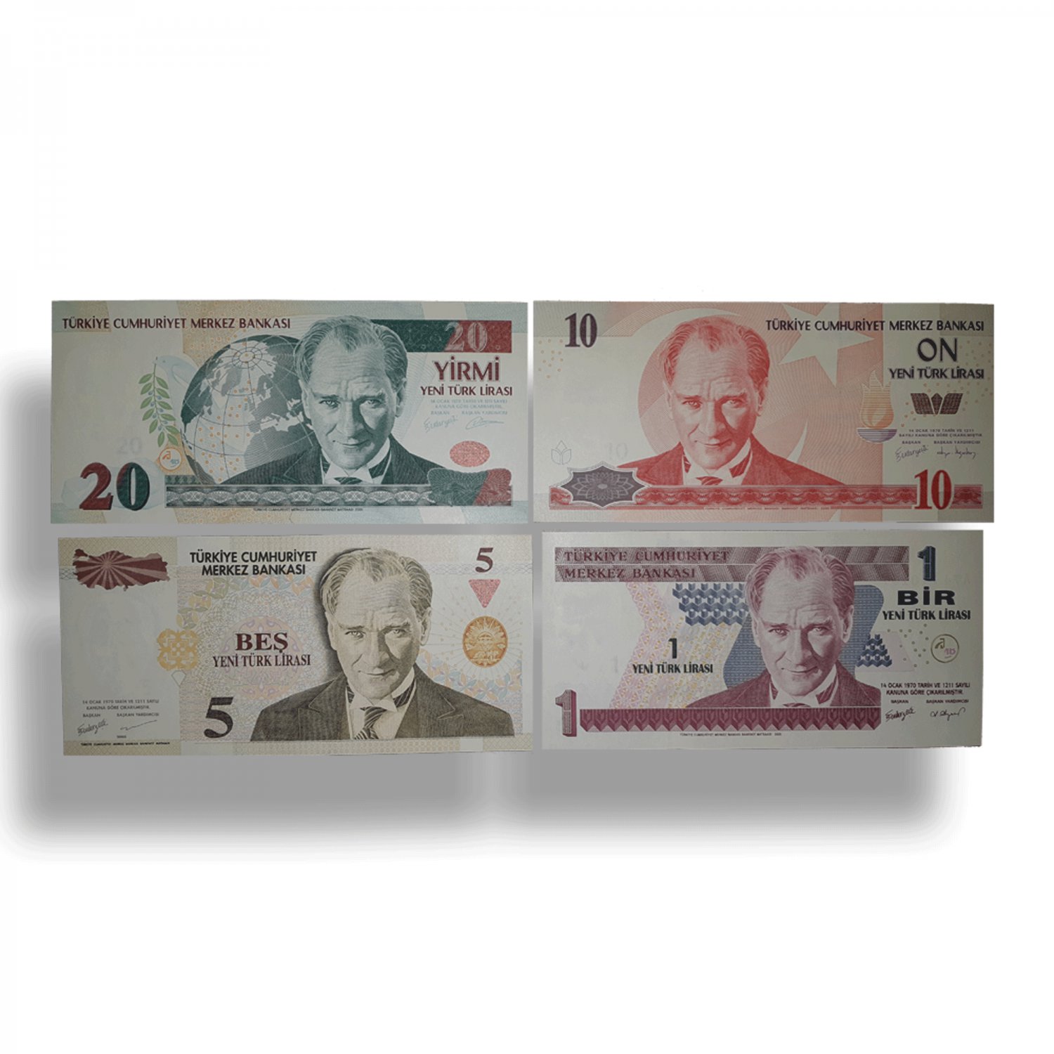 Turkey Set of 4 UNC Banknotes YTL " new Lira"