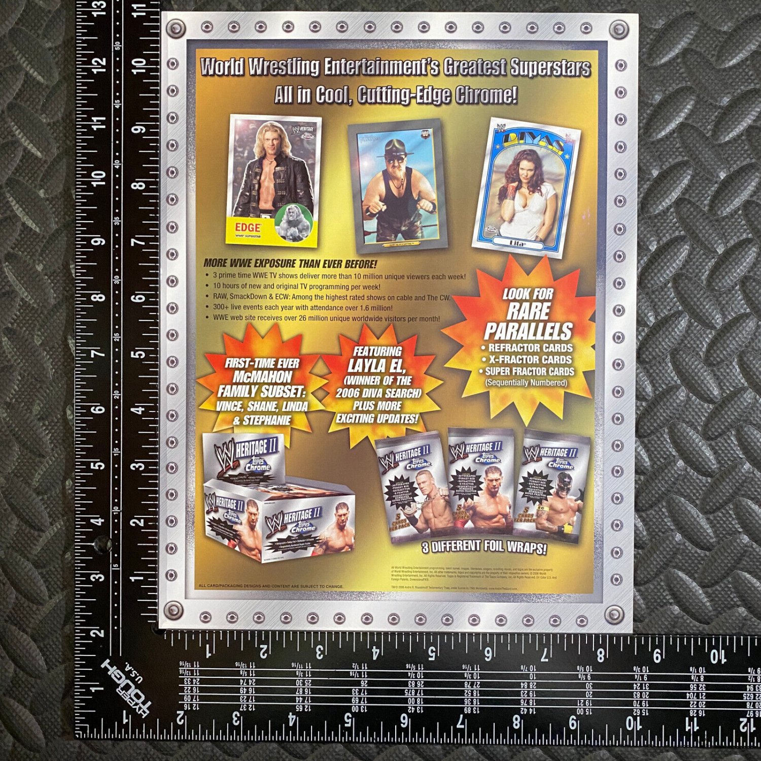 WWE HERITAGE II CHROME WRESTLING CARDS 2-SIDED PROMO SELL SHEET FLYER ...